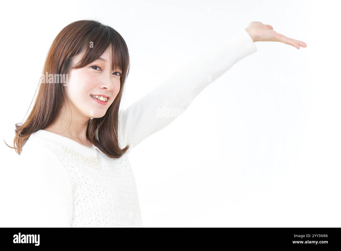 Woman pointing finger Stock Photo - Alamy