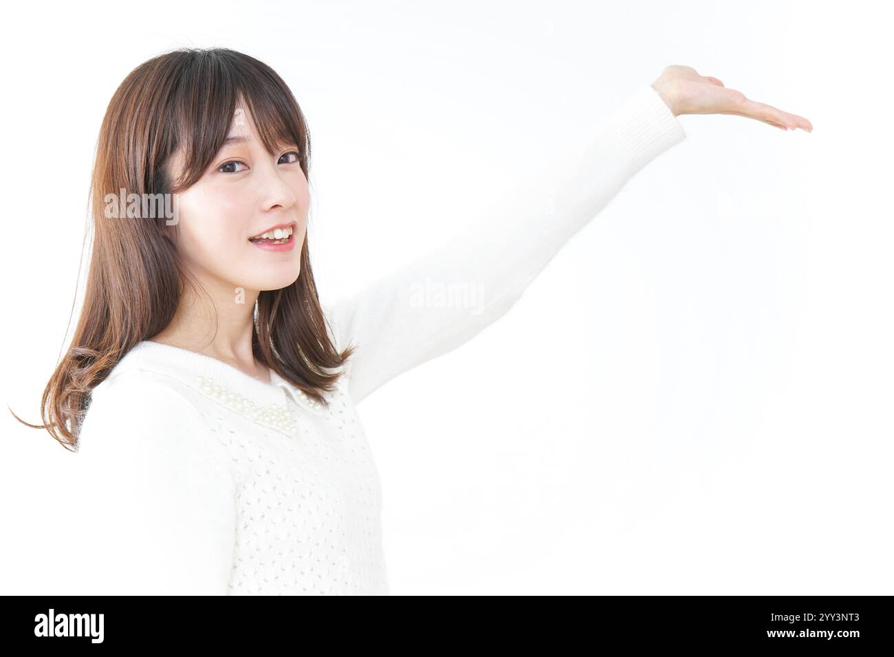 Woman pointing finger Stock Photo - Alamy