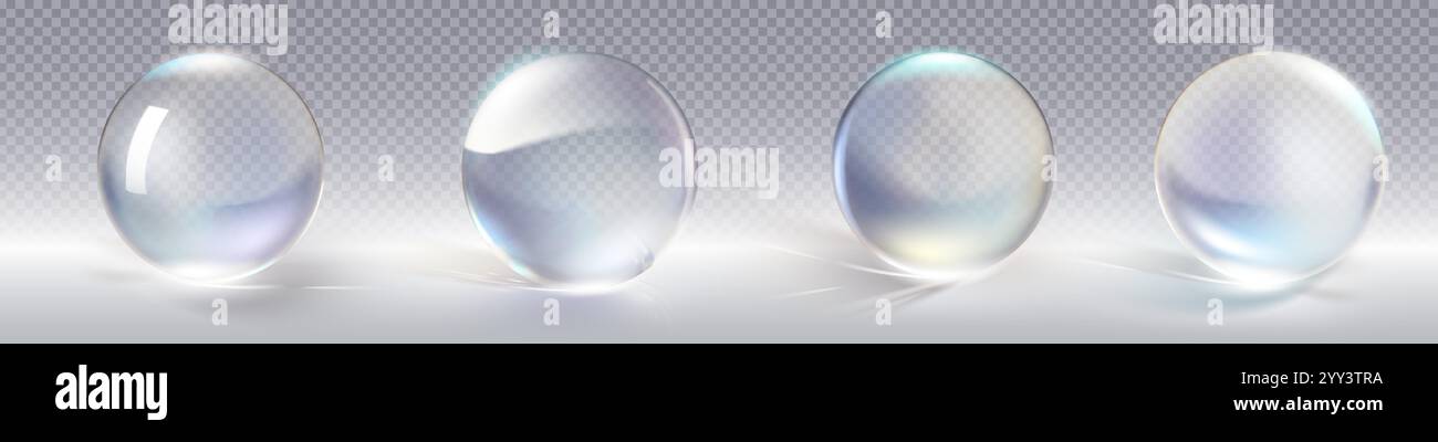 Glass ball 3D collection on transparent background with light ...
