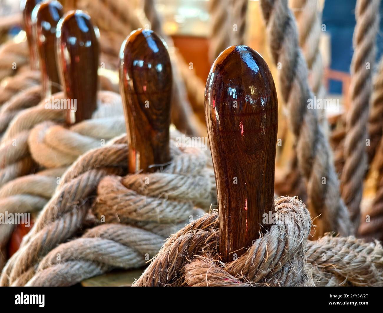 Long ropes stretched across the masts of an old ship Stock Photo - Alamy