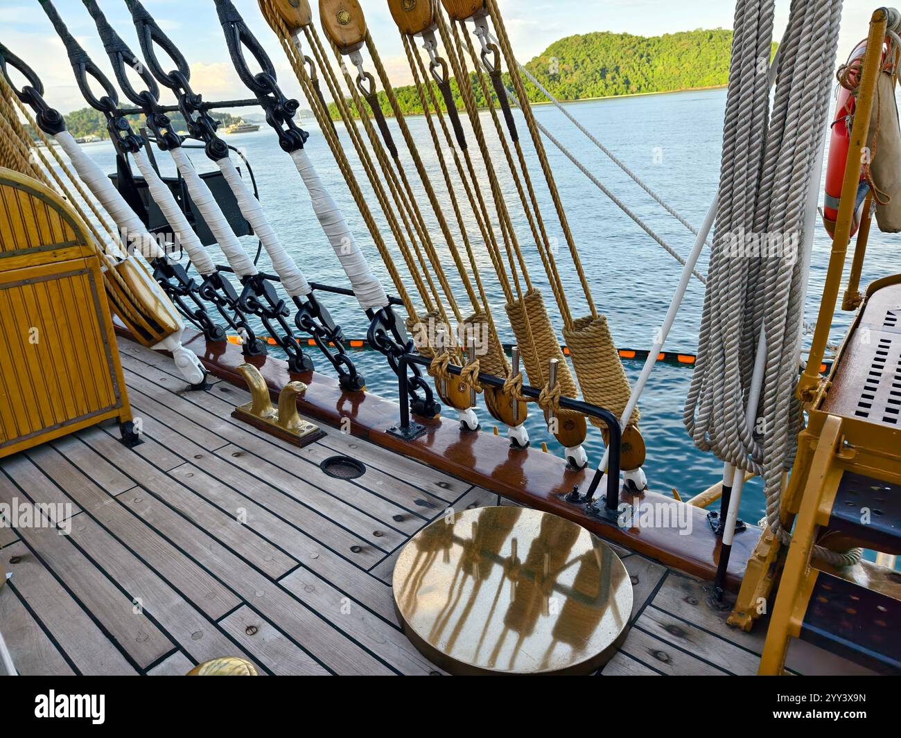 Long ropes stretched across the masts of an old ship Stock Photo - Alamy