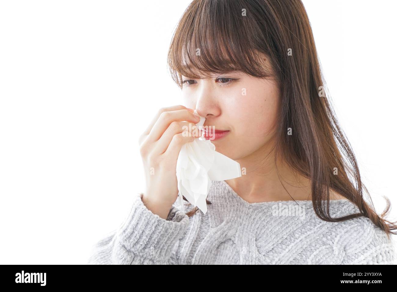 Woman with bloody nose Stock Photo - Alamy