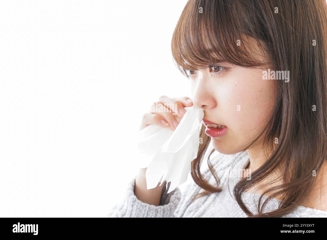 Woman with bloody nose Stock Photo - Alamy