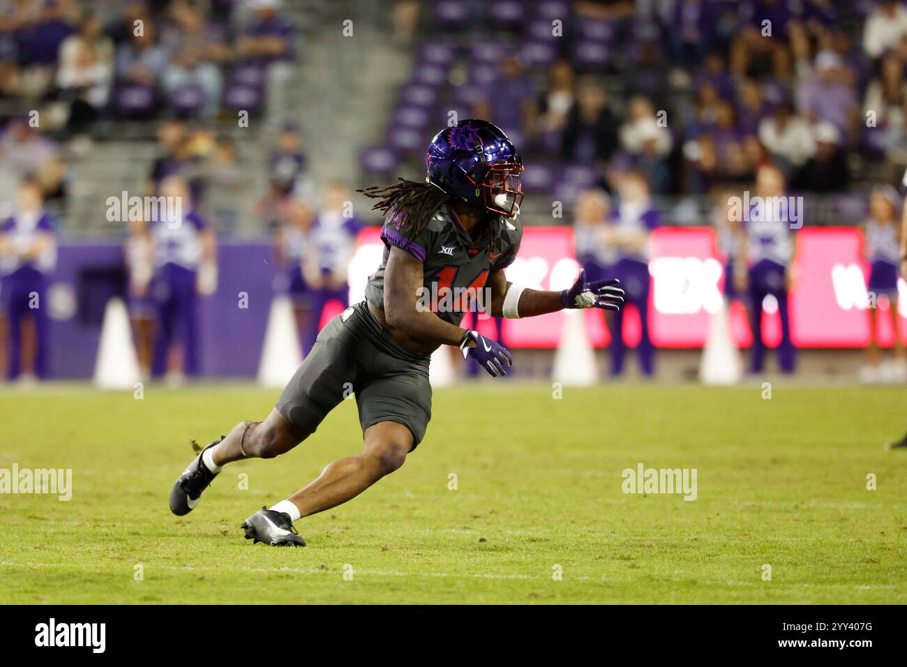 TCU wide receiver Jordyn Bailey (14) runs a pass route during an NCAA ...