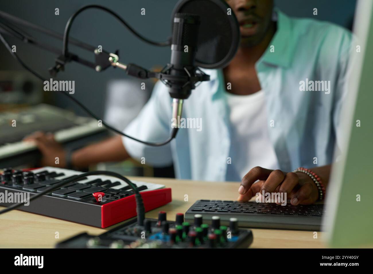 Man Playing Song In Mixing Console Stock Photo - Alamy