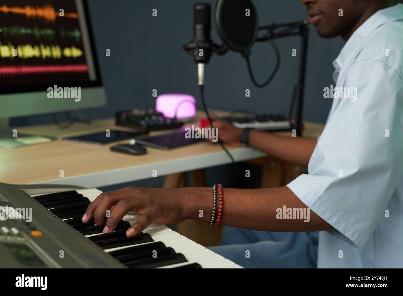 Composer Recording Music In Studio Stock Photo - Alamy