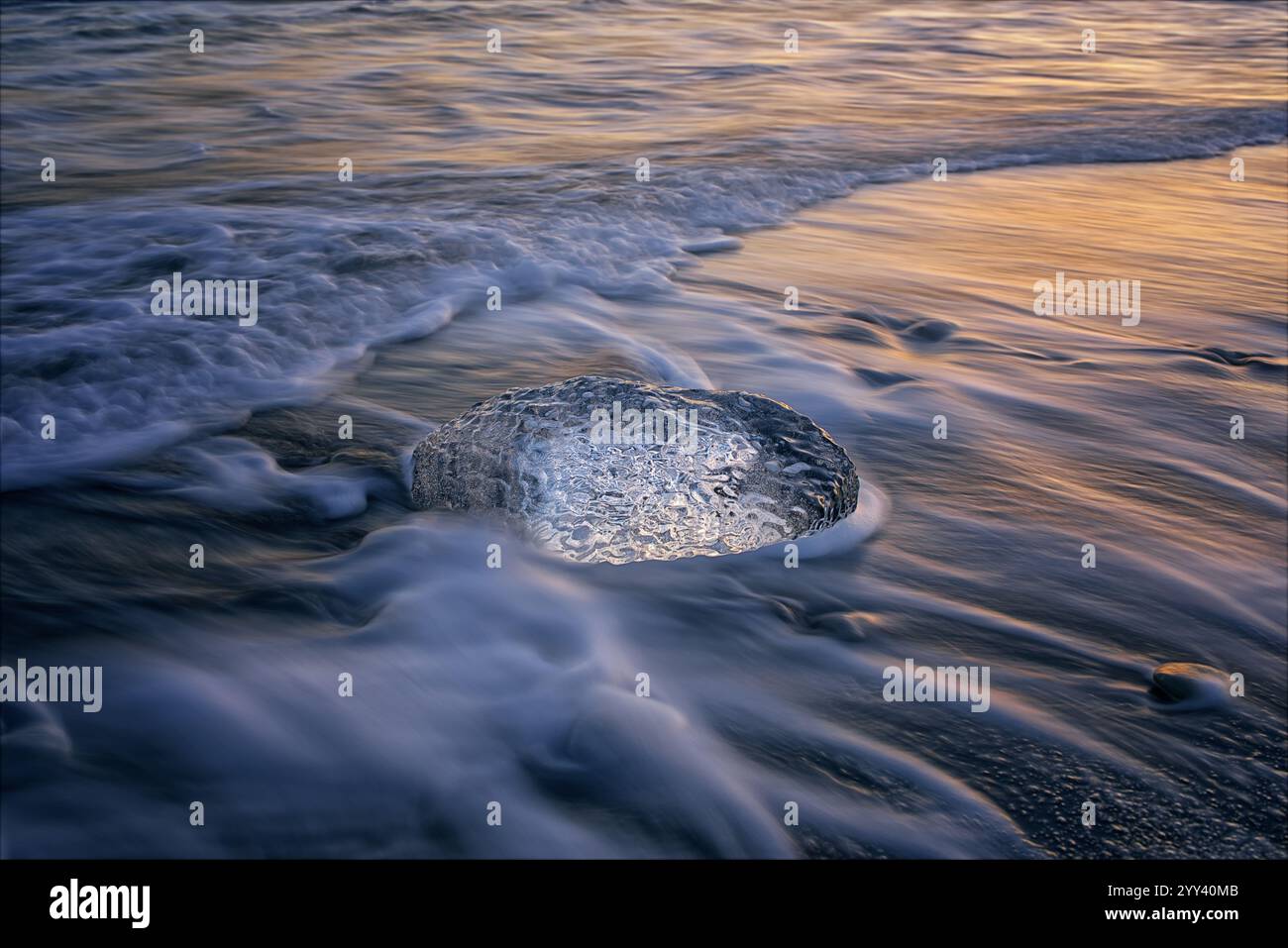 Glacial ice washed up on the shore at Diamond Beach, Iceland Stock ...