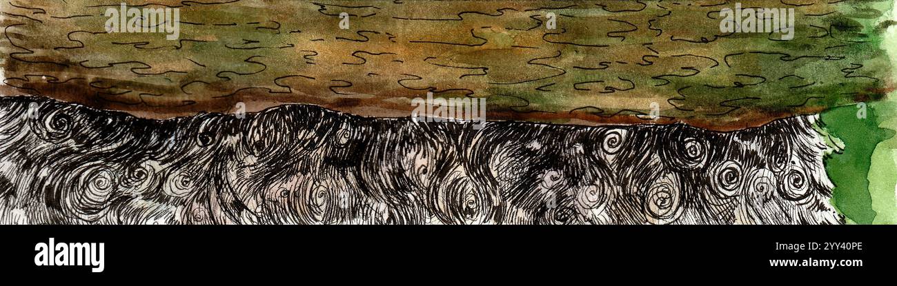 Abstract horizontal background. The upper part of background has brown ...