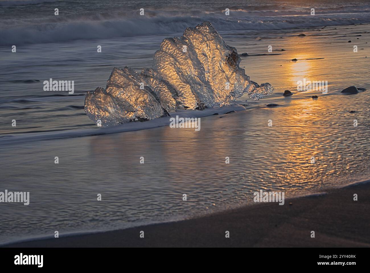 Glacial ice washed up on the shore at Diamond Beach, Iceland Stock ...