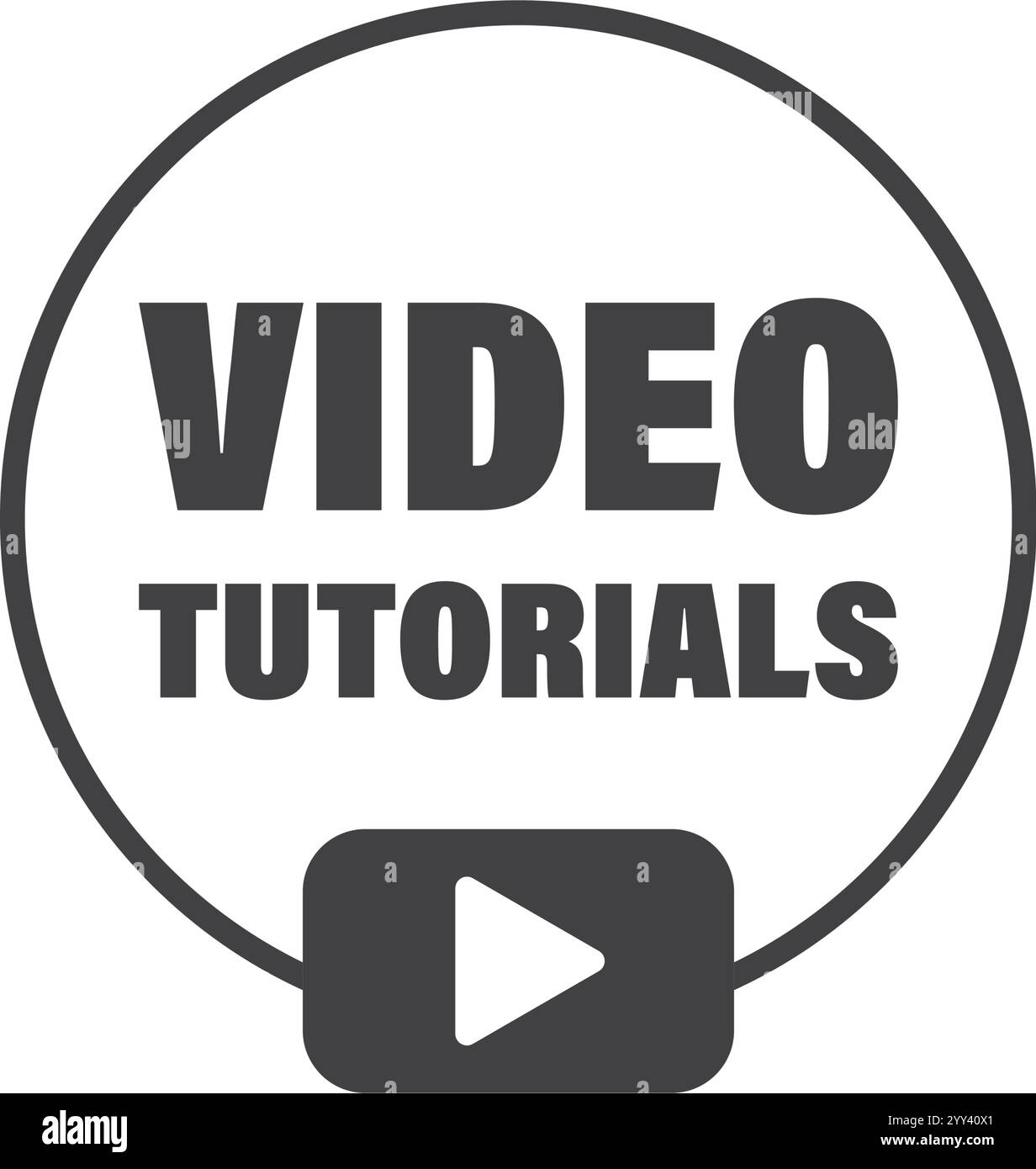 Play video tutorials icon in flat style. Education software vector ...