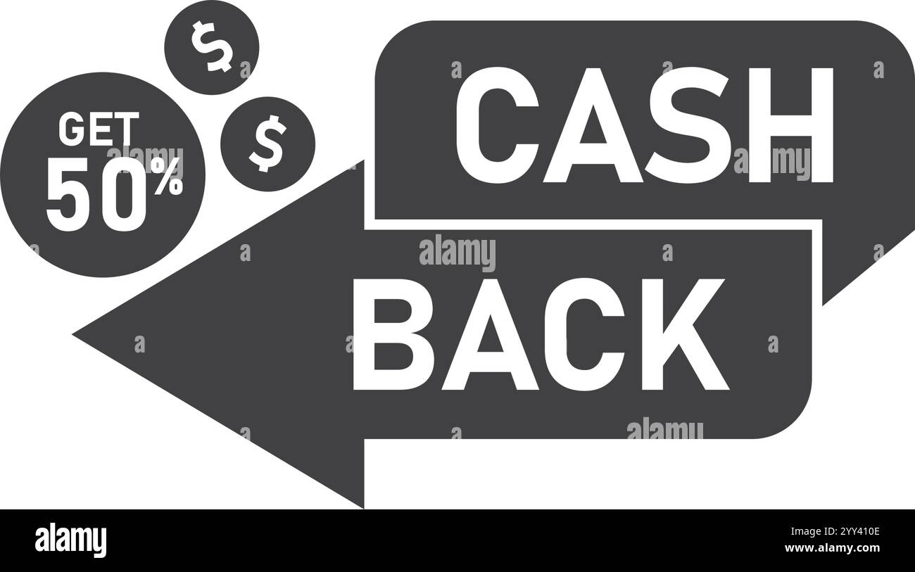 Cashback 50 percent icon in flat style. Money back label vector ...