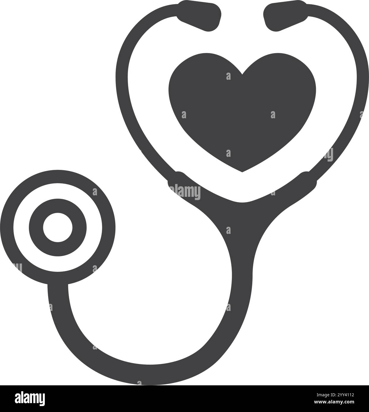 Medical stethoscope icon in flat style. Doctor instrument vector ...