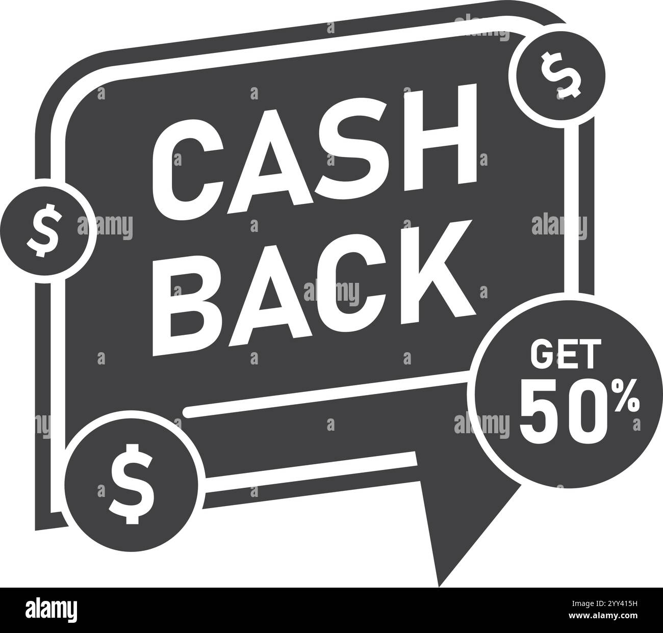 Cashback 50 percent icon in flat style. Money back label vector ...