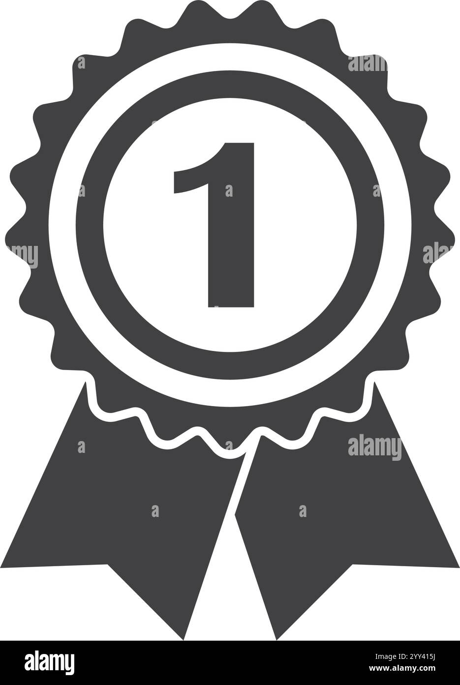Gold medal 1st place icon in flat style. Trophy award vector ...