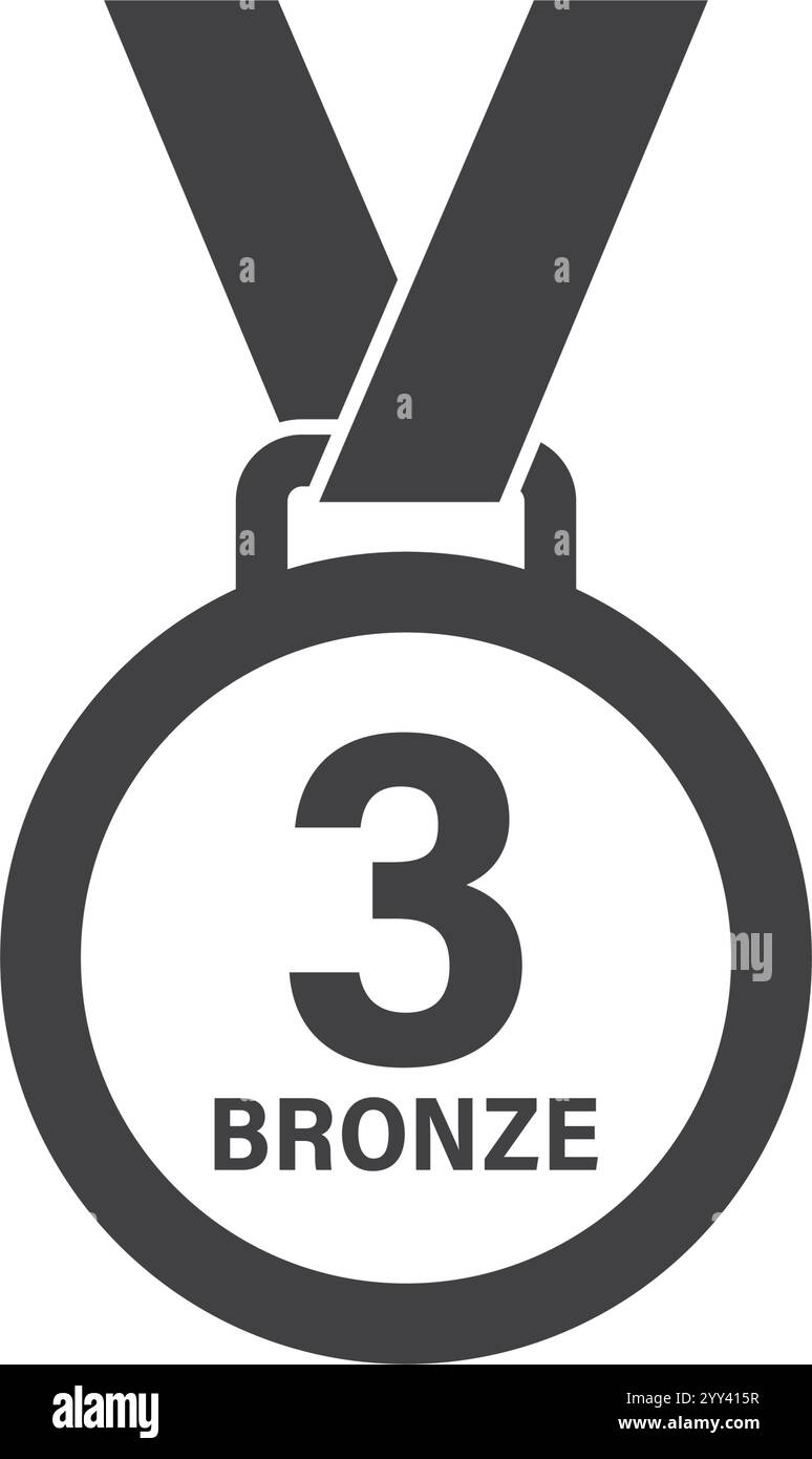 Bronze medal icon in flat style. Trophy award vector illustration on ...
