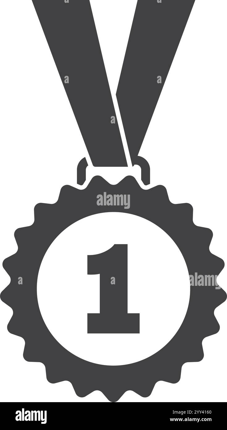 Gold medal 1st place icon in flat style. Trophy award vector ... Gold medal 1st place icon in flat style. Trophy award vector ...