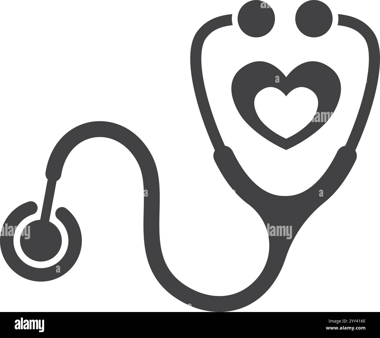 Medical stethoscope icon in flat style. Doctor instrument vector ...