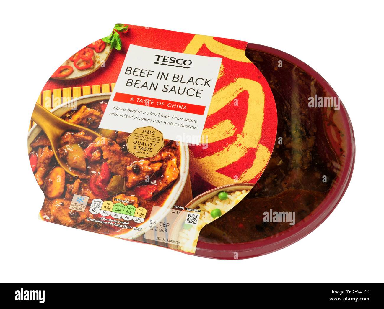 Tesco supermarket Chinese beef in black bean sauce ready meal Stock ...
