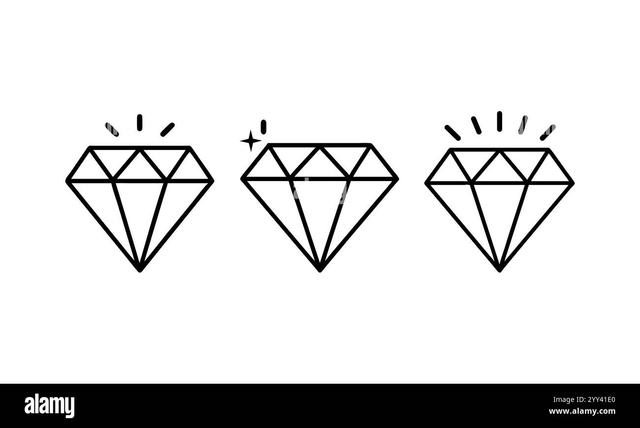 Simple Diamond Icons with Sparkling Effects, logos. Diamond icon Thin ...