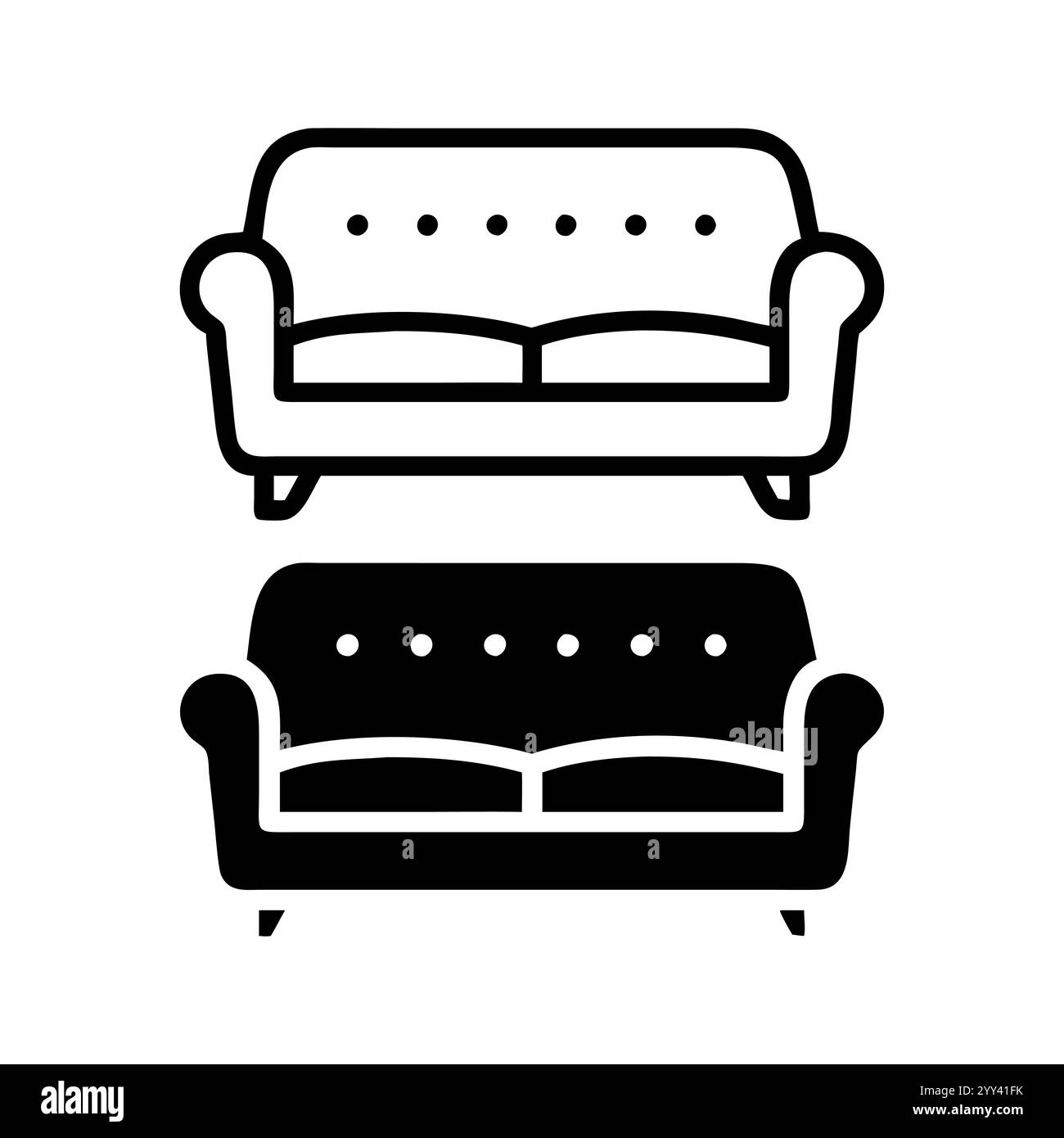 Simple Vector Illustration of a Classic Two-Seater Sofa, Sofa icon ...