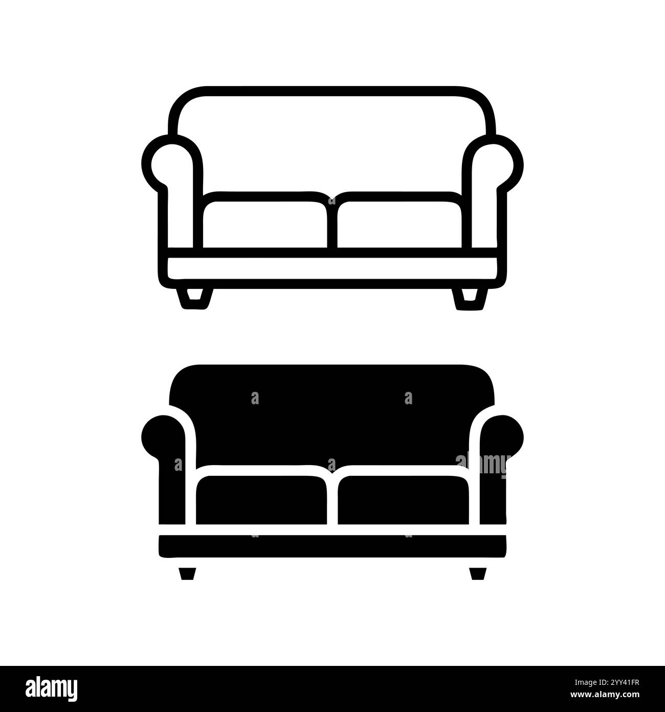 Simple Vector Illustration of a Classic Two-Seater Sofa, Sofa icon ...