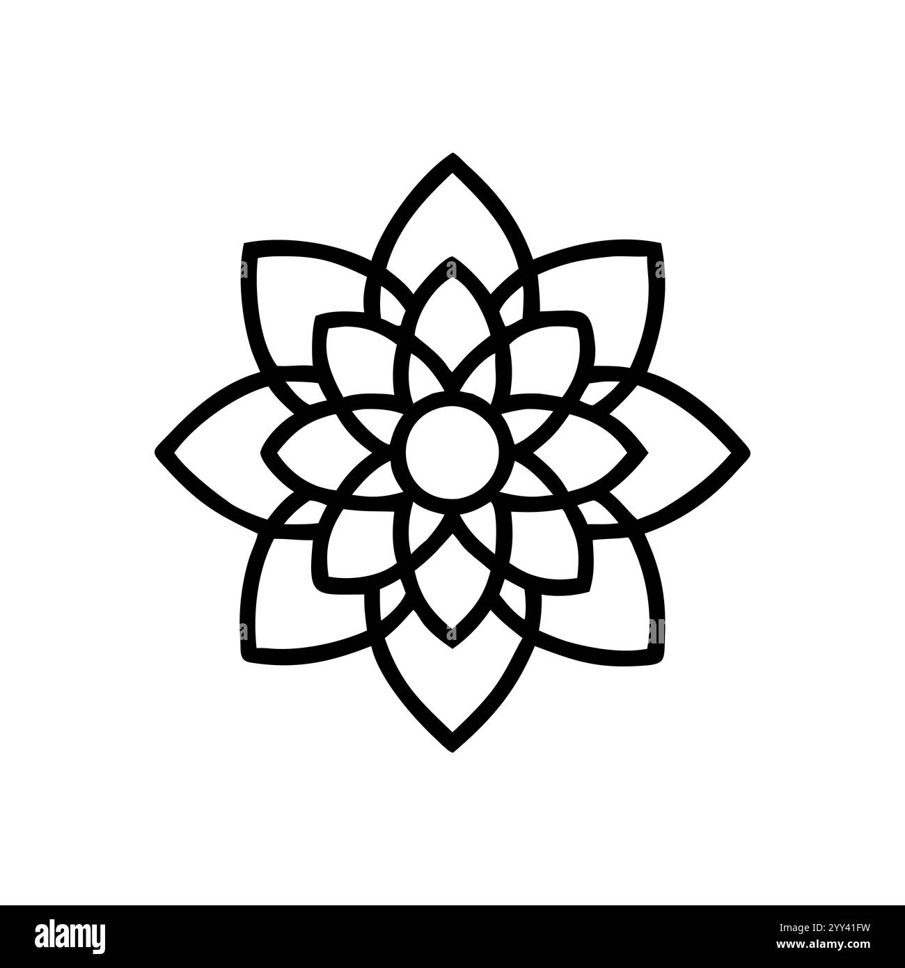 Intricate Black Line Art Flower Design Flower Icon Logo Indian Traditional Mandala Art Flower