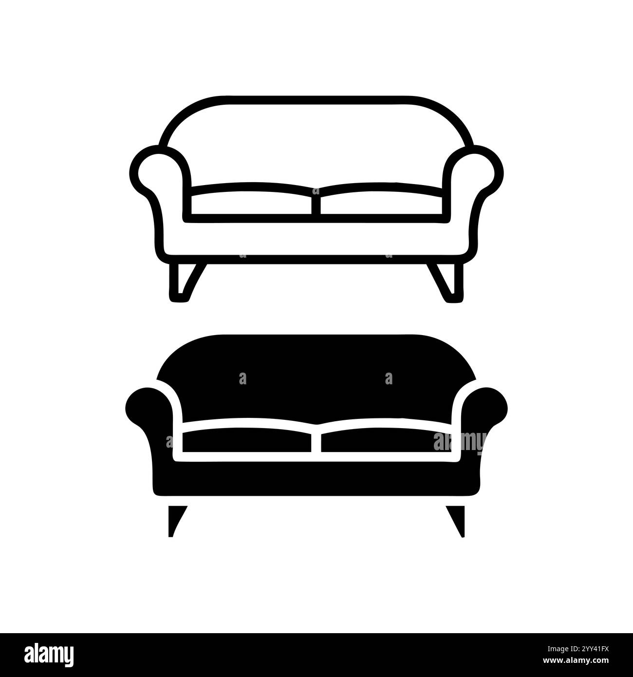 Simple Vector Illustration of a Classic Two-Seater Sofa, Sofa icon ...