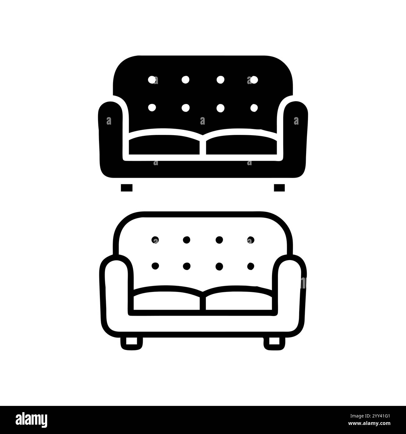 Simple Vector Illustration of a Classic Two-Seater Sofa, Sofa icon ...