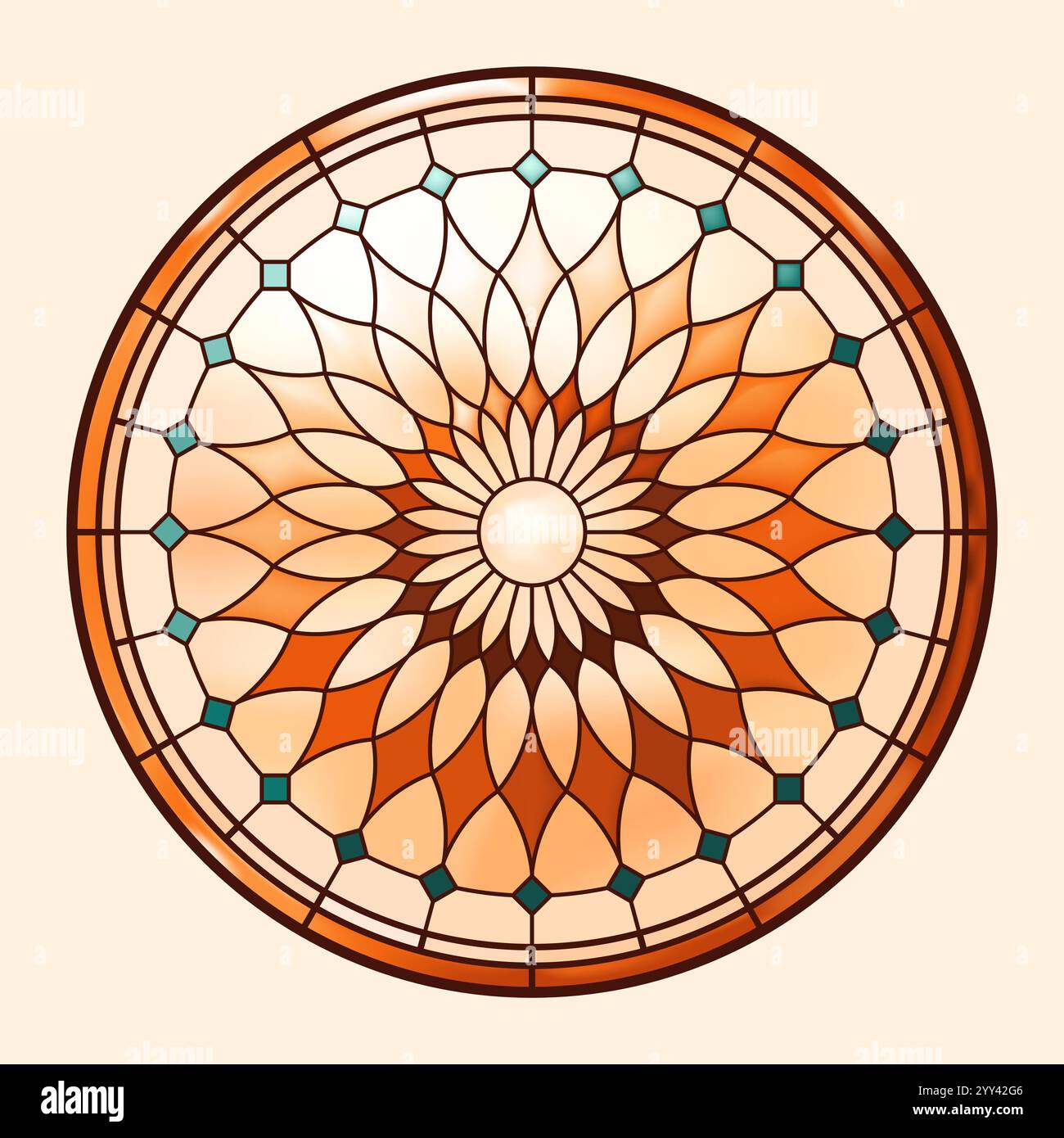 Christian circle frame. Warm colors. Church glass window Stock Vector ...