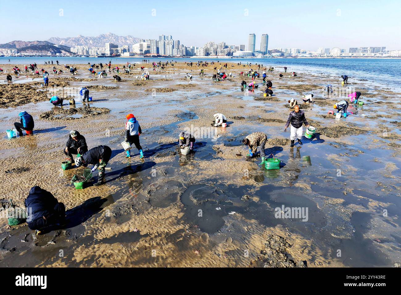People go beachcombing at seaside in Qingdao City, east China's ...