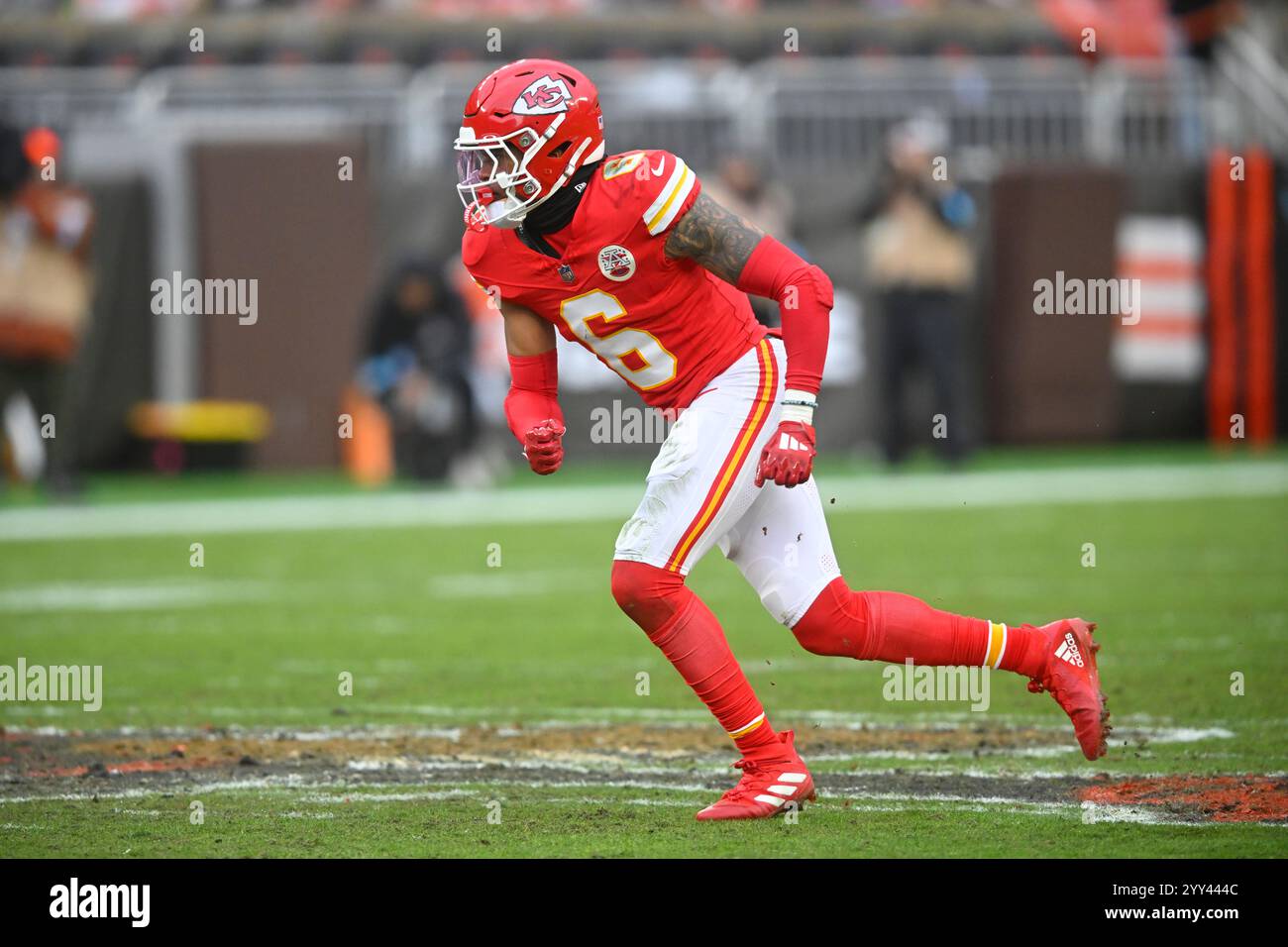 Kansas City Chiefs safety Bryan Cook (6) lines up during an NFL ...