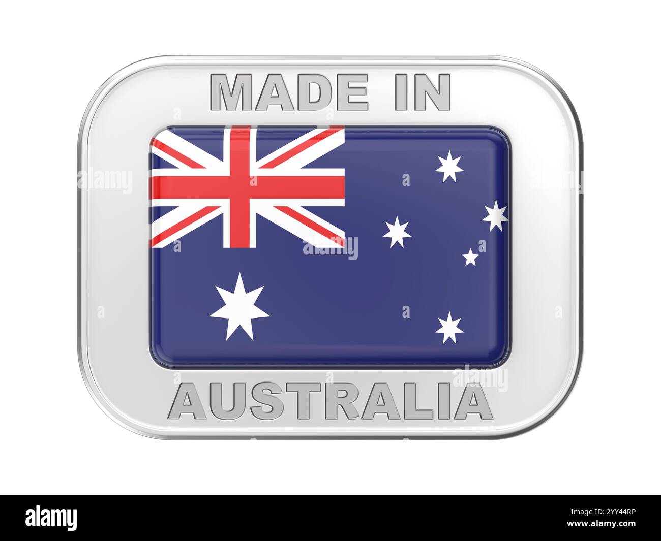Made in Australia, silver badge with the national flag of Australia ...