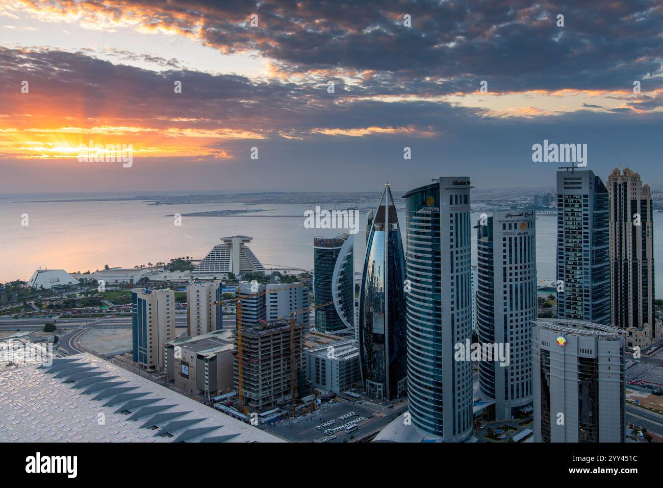Aerial View of west bay area Doha City. Business and financial hub of ...