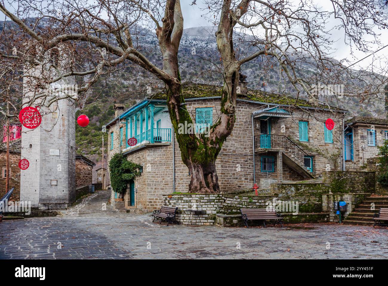 Tsepelovo, the stunning village in the Zagori region situated at a ...