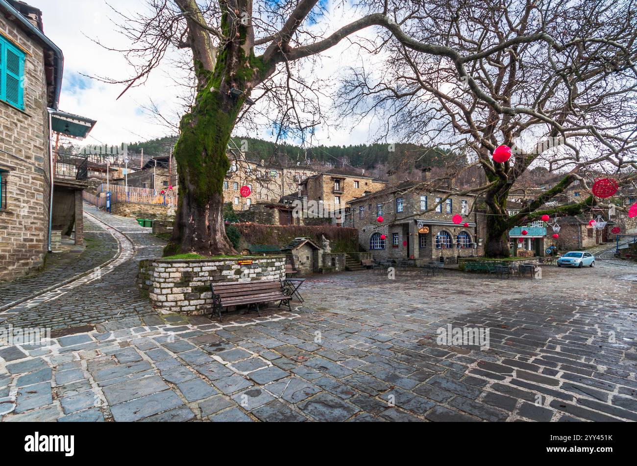 Tsepelovo, the stunning village in the Zagori region situated at a ...