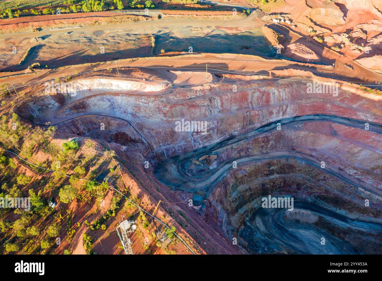Aerial view of an open cut mine at Cobar in New South Wales, Australia ...