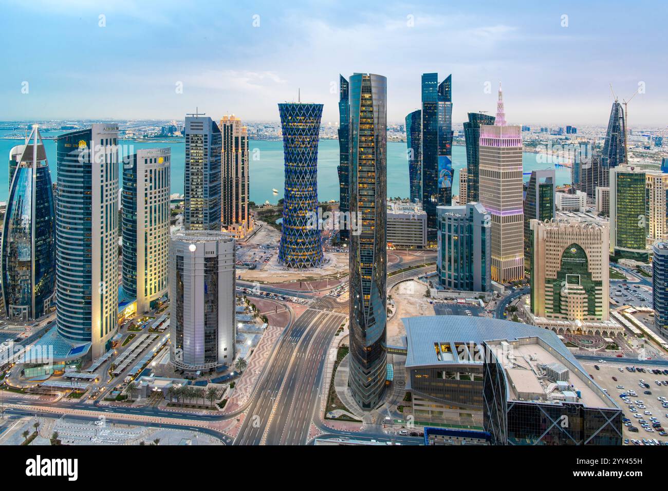 Aerial View of west bay area Doha City. Business and financial hub of ...