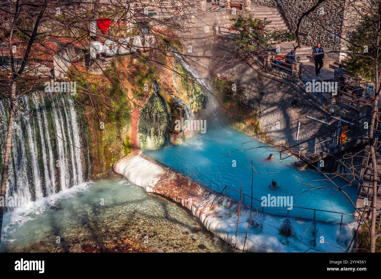 Hermal baths and hot springs in Loutra Pozar near Loutraki.Pella ...