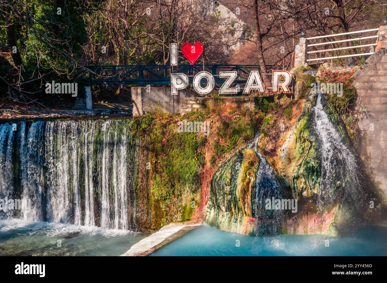 Hermal baths and hot springs in Loutra Pozar near Loutraki.Pella ...