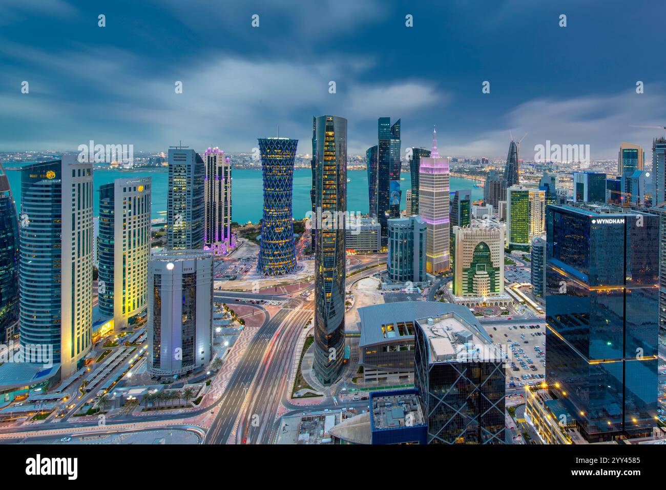Aerial View of west bay area Doha City. Business and financial hub of ...
