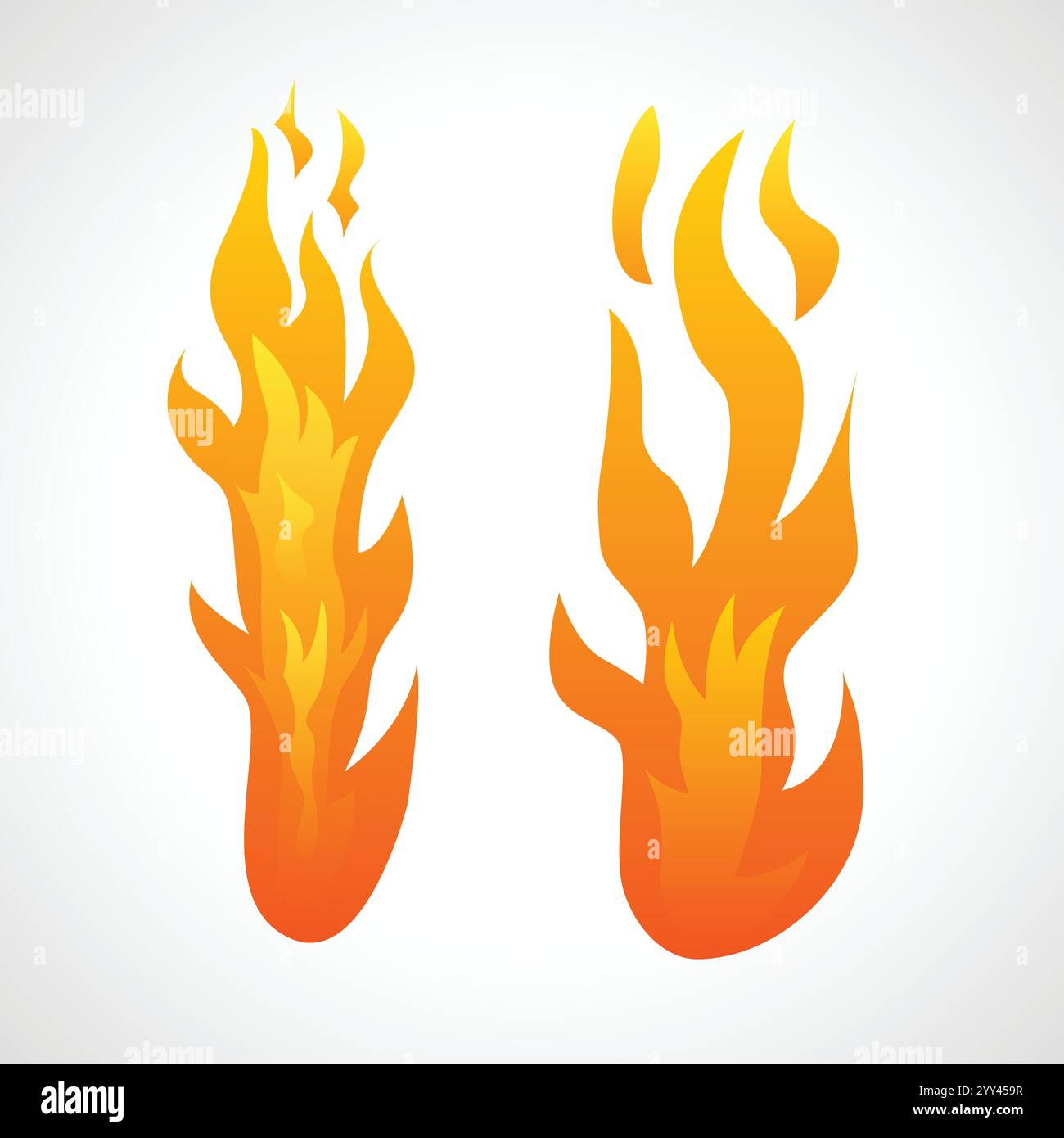 Two Fire Flames isolated on white background. Vector illustration Stock ...