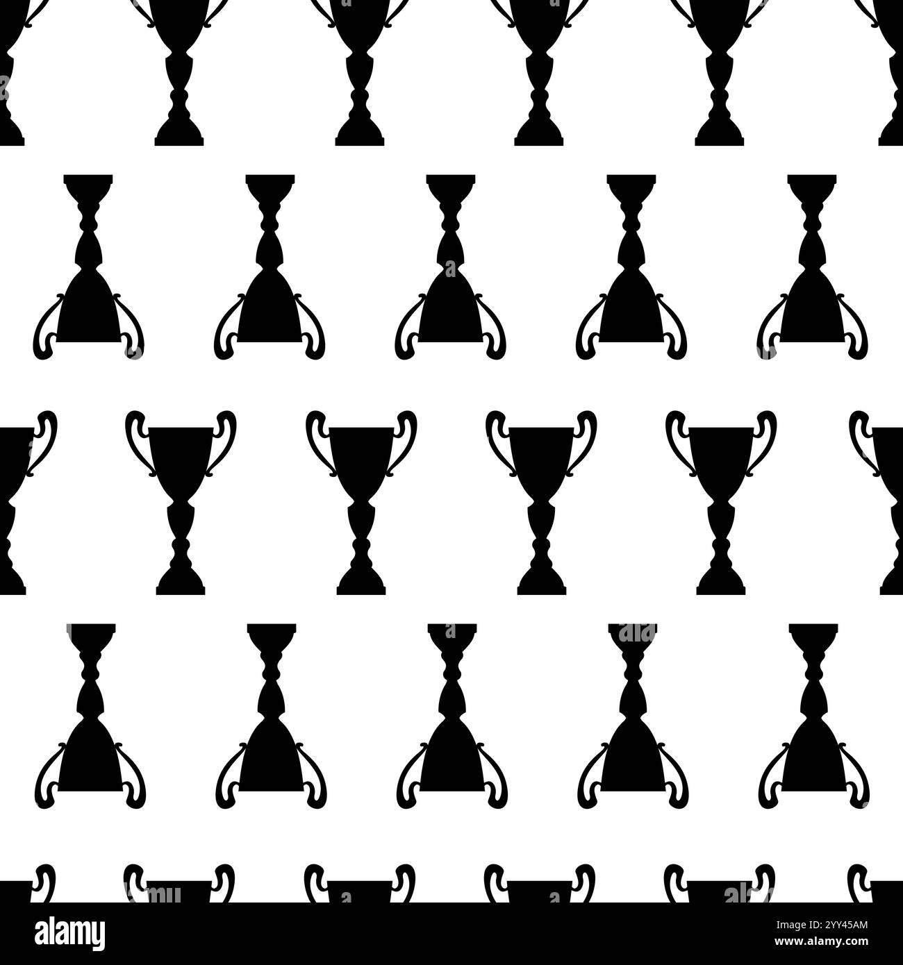 Winner trophy cup seamless pattern. Black simple silhouette texture ...