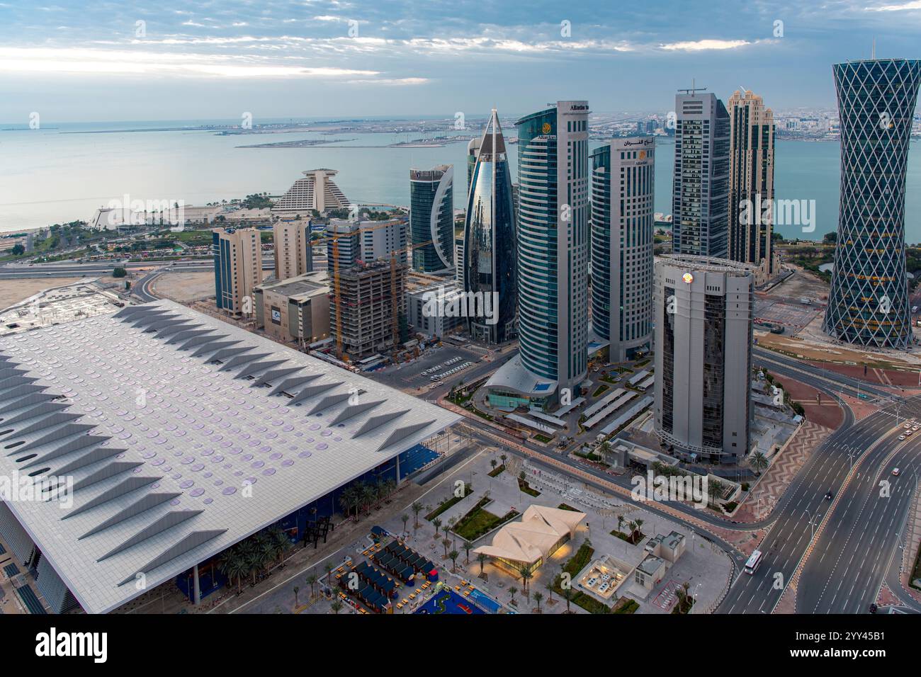 Aerial View of west bay area Doha City. Business and financial hub of ...