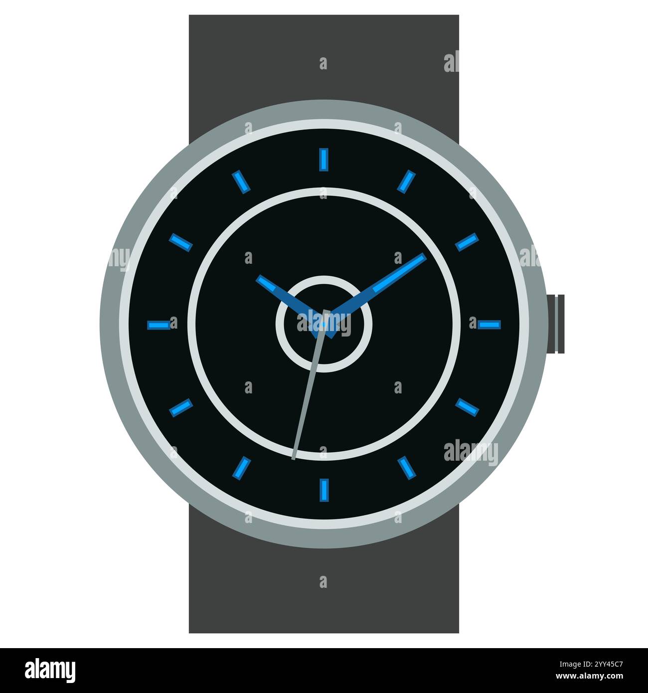 Classic design mechanical wristwatch isolated on white background. Clock face with hour, minute ...