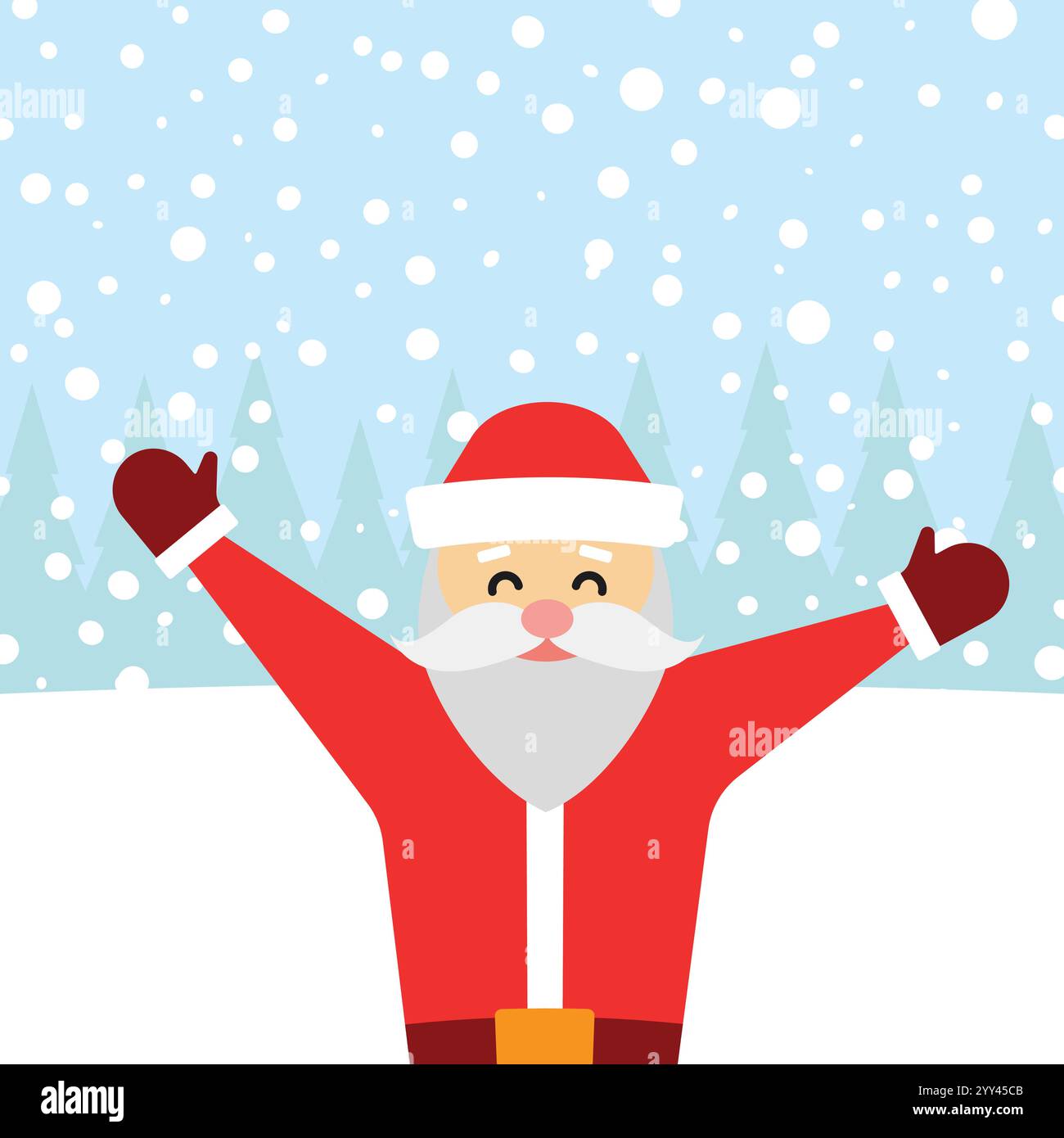 Greeting card with Santa Claus and falling snow. Merry Christmas ...