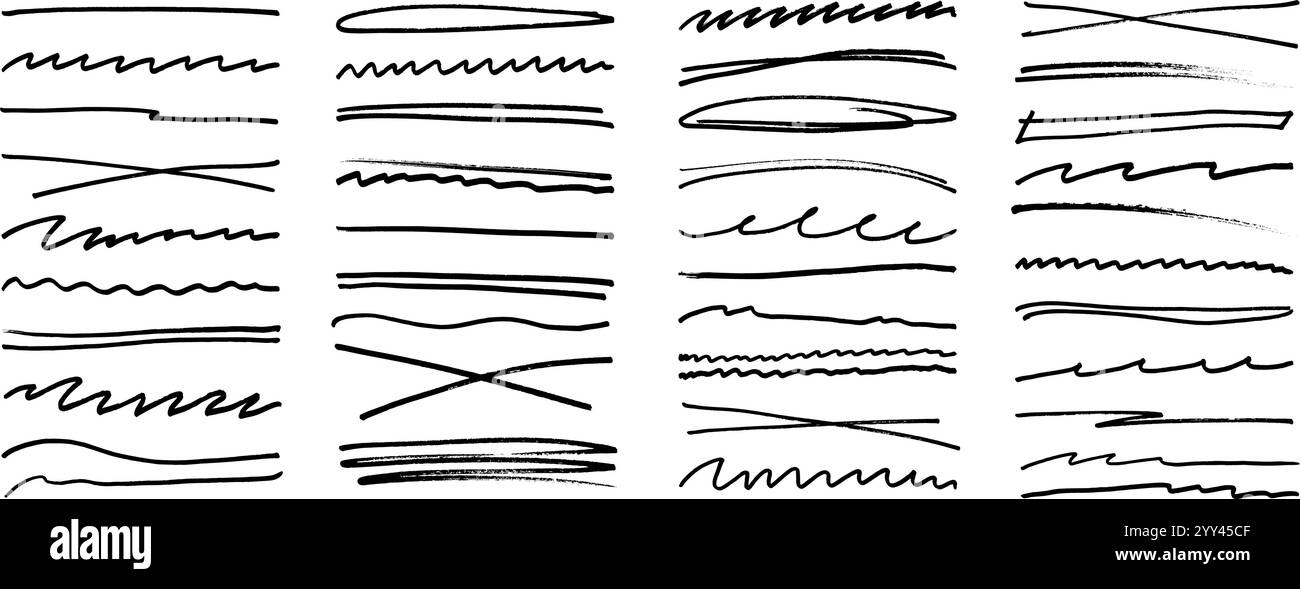 Underline stroke marker felt pen scribbles doodle line collection Stock Vector Image & Art - Alamy