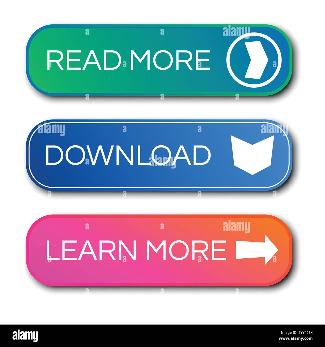 Set of three modern gradient buttons with shadows. Read more Buttons. Vector illustration Stock ...