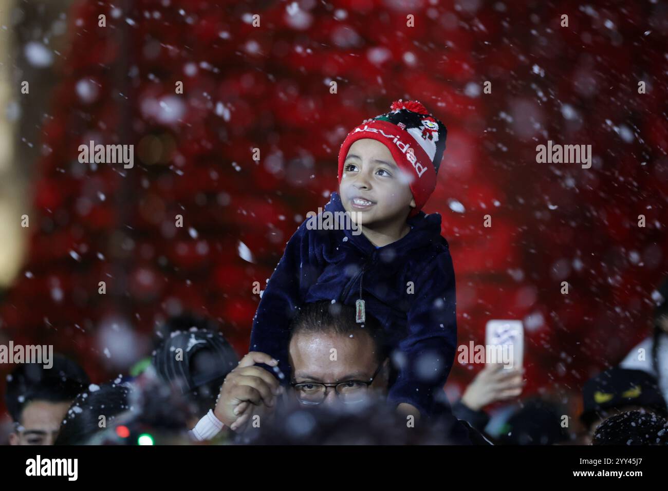 Mexico City, Mexico. 18th Dec, 2024. A child enjoys Christmas light ...