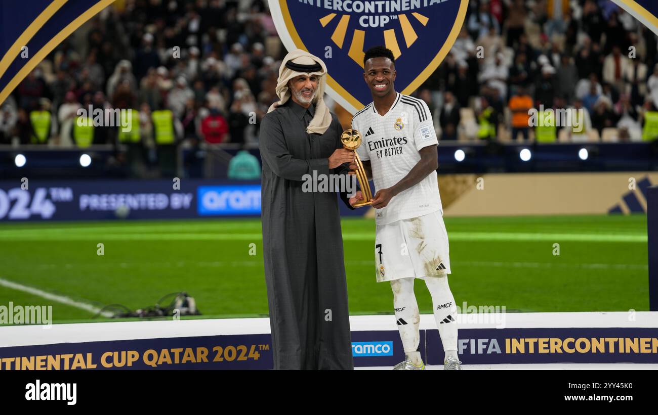 Doha, Qatar. 18 December 2024. The delivery of trophies following Real ...