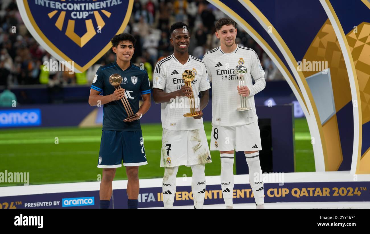 Doha, Qatar. 18 December 2024. The delivery of trophies following Real ...